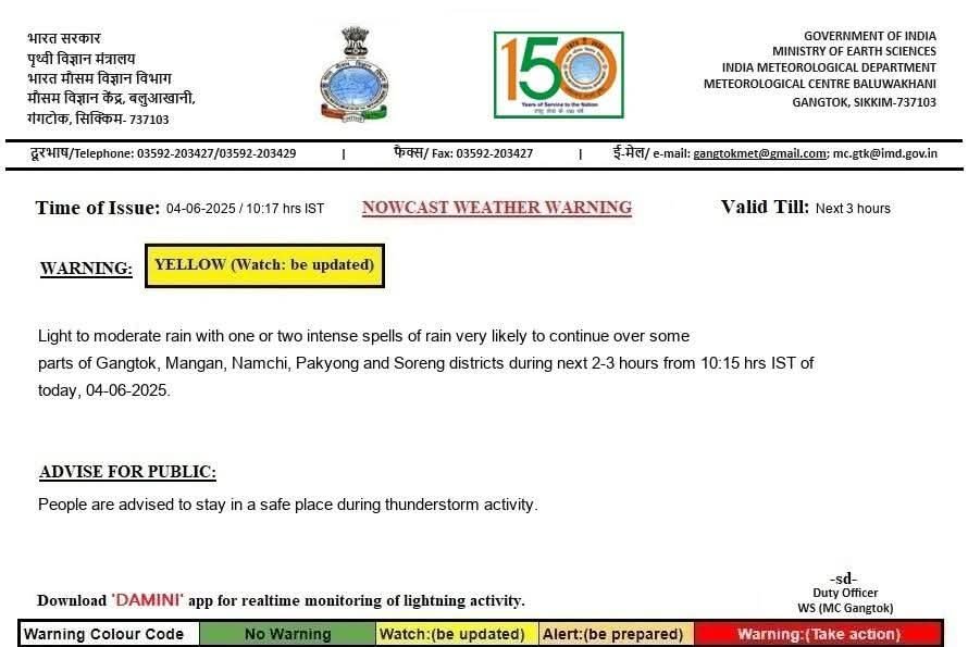 IMD Gangtok issues yellow alert for sikkim: thunderstorms and heavy ...